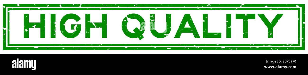 Grunge green high quality word square rubber seal stamp on white ...
