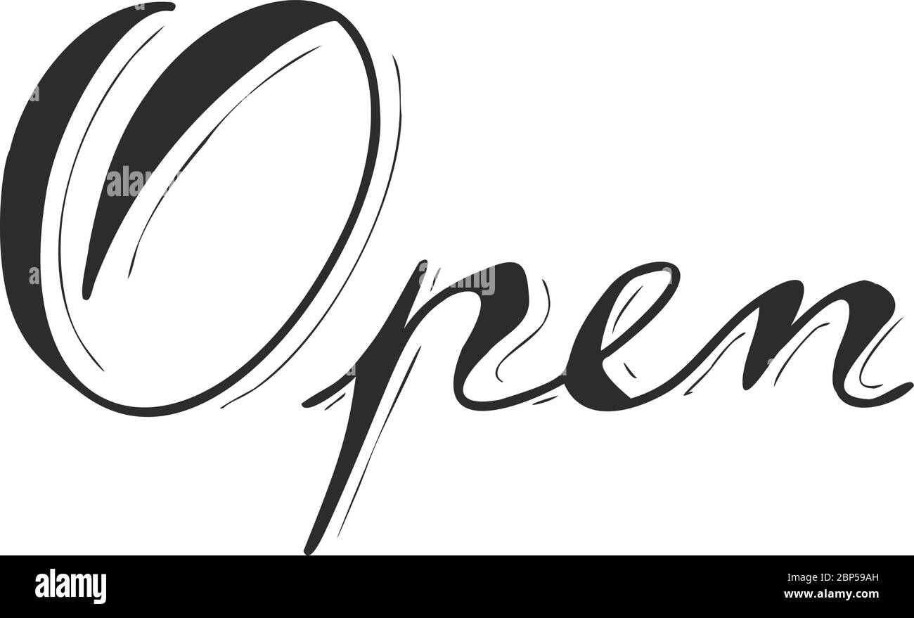 Black hand drawing in word open on white background Stock Vector Image ...