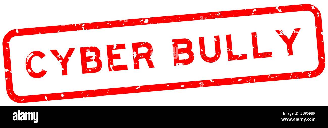 Grunge red cyber bully word square rubber seal stamp on white ...