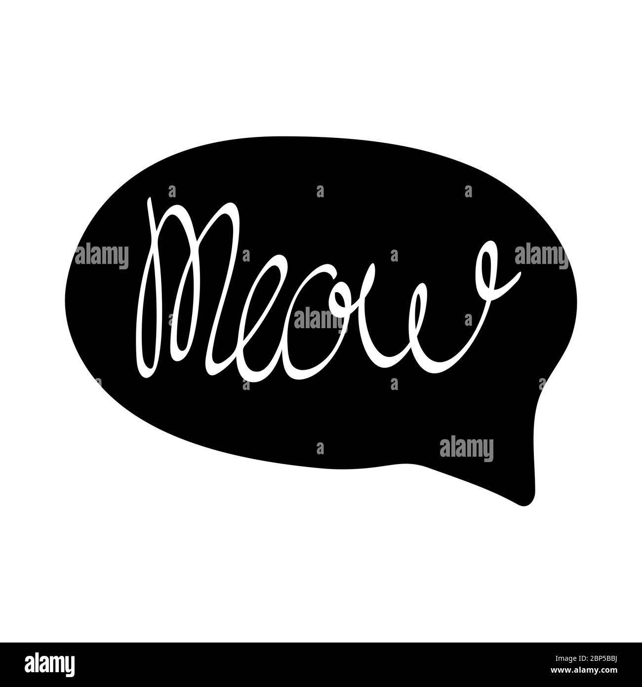 Meow speech bubble isolated on white background. Hand written lettering ...