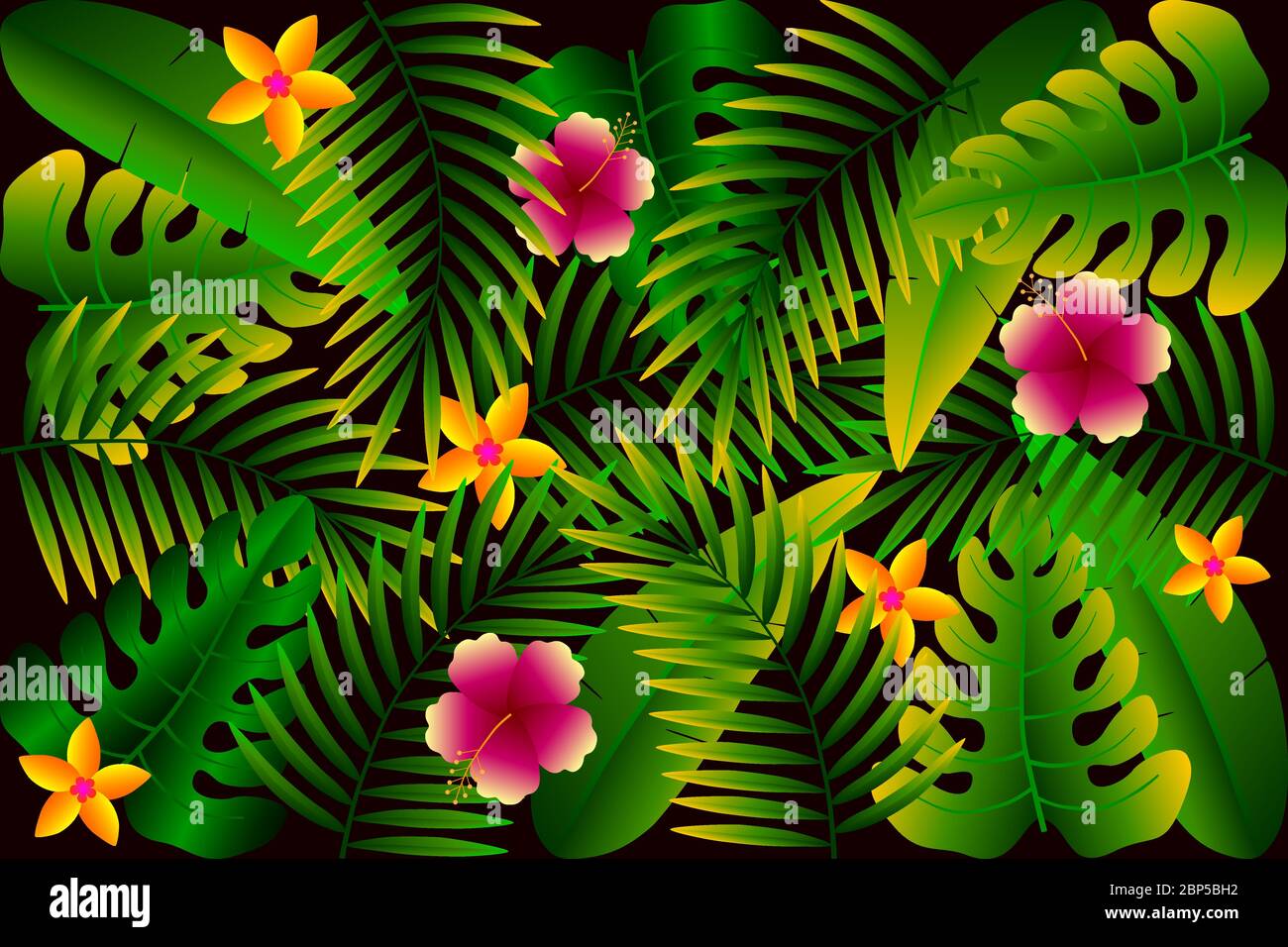 Abstract leaves background with flower free vector Stock Vector Image ...