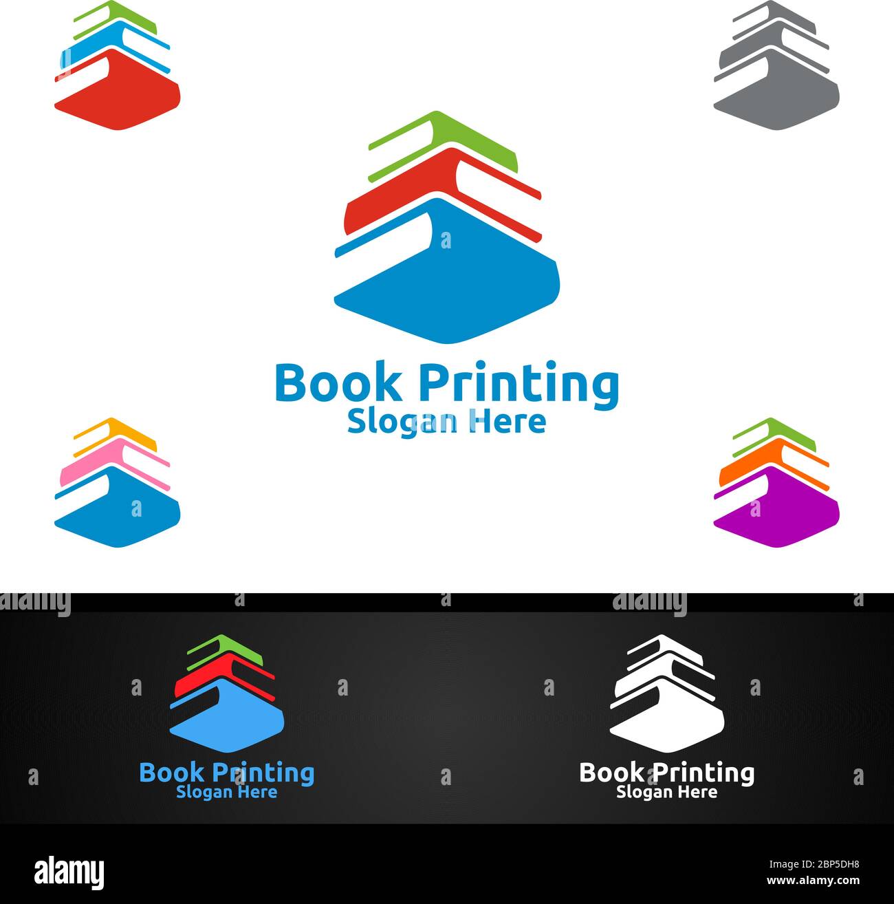 Book Printing Company Vector Logo Design for Book sell, Book store ...