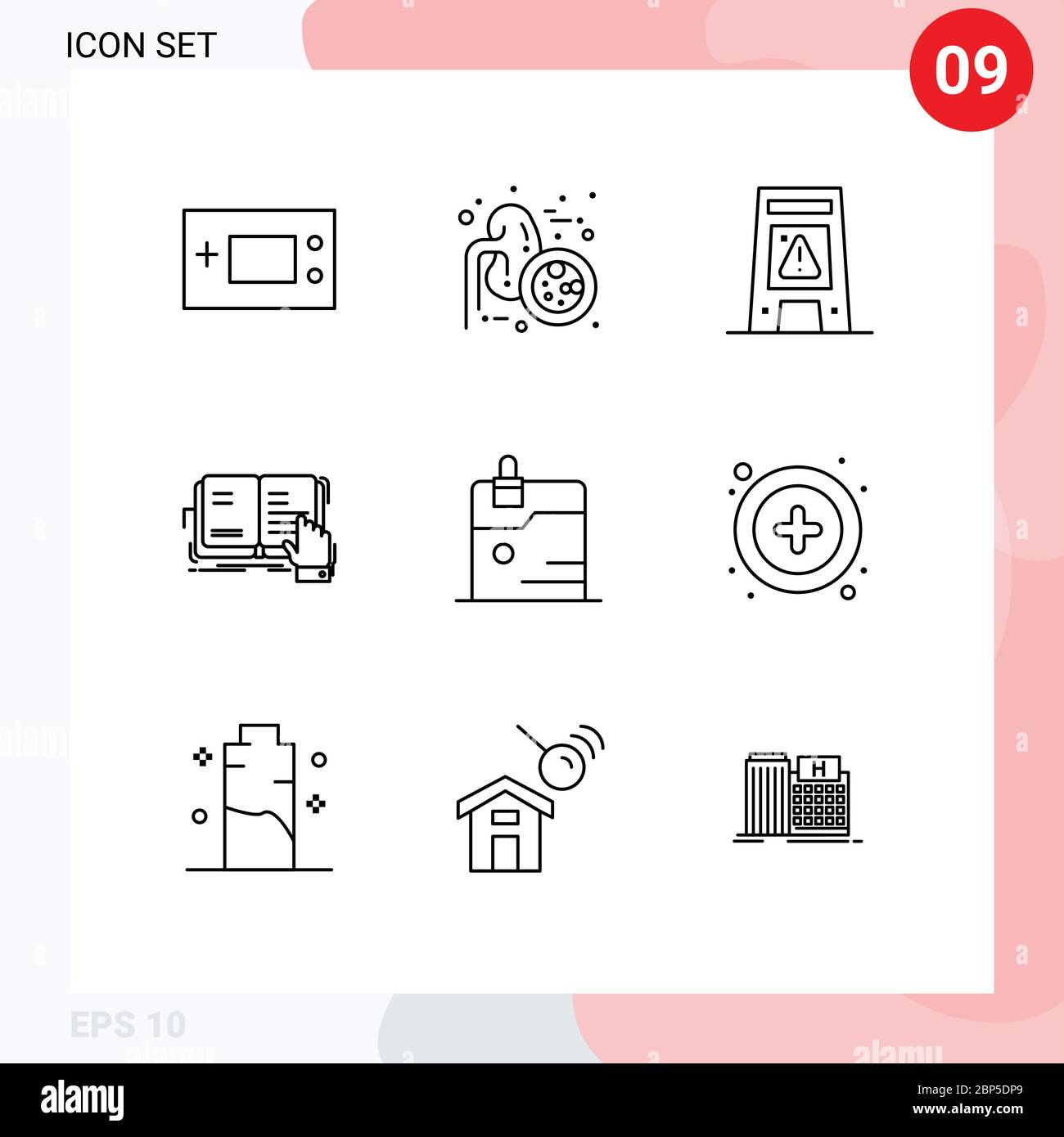 9 Universal Outline Signs Symbols of literature, lesson, urology, book ...