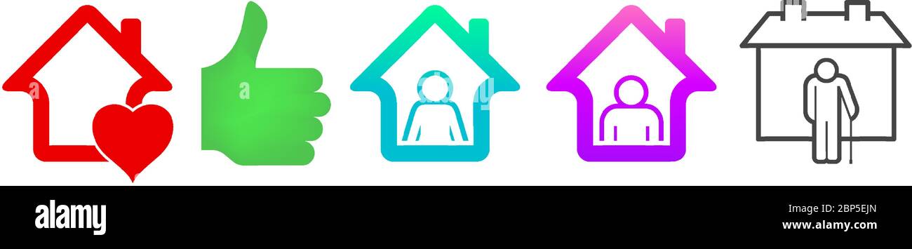 Stay home, stay safe icon set. Vector illustration Stock Vector Image ...