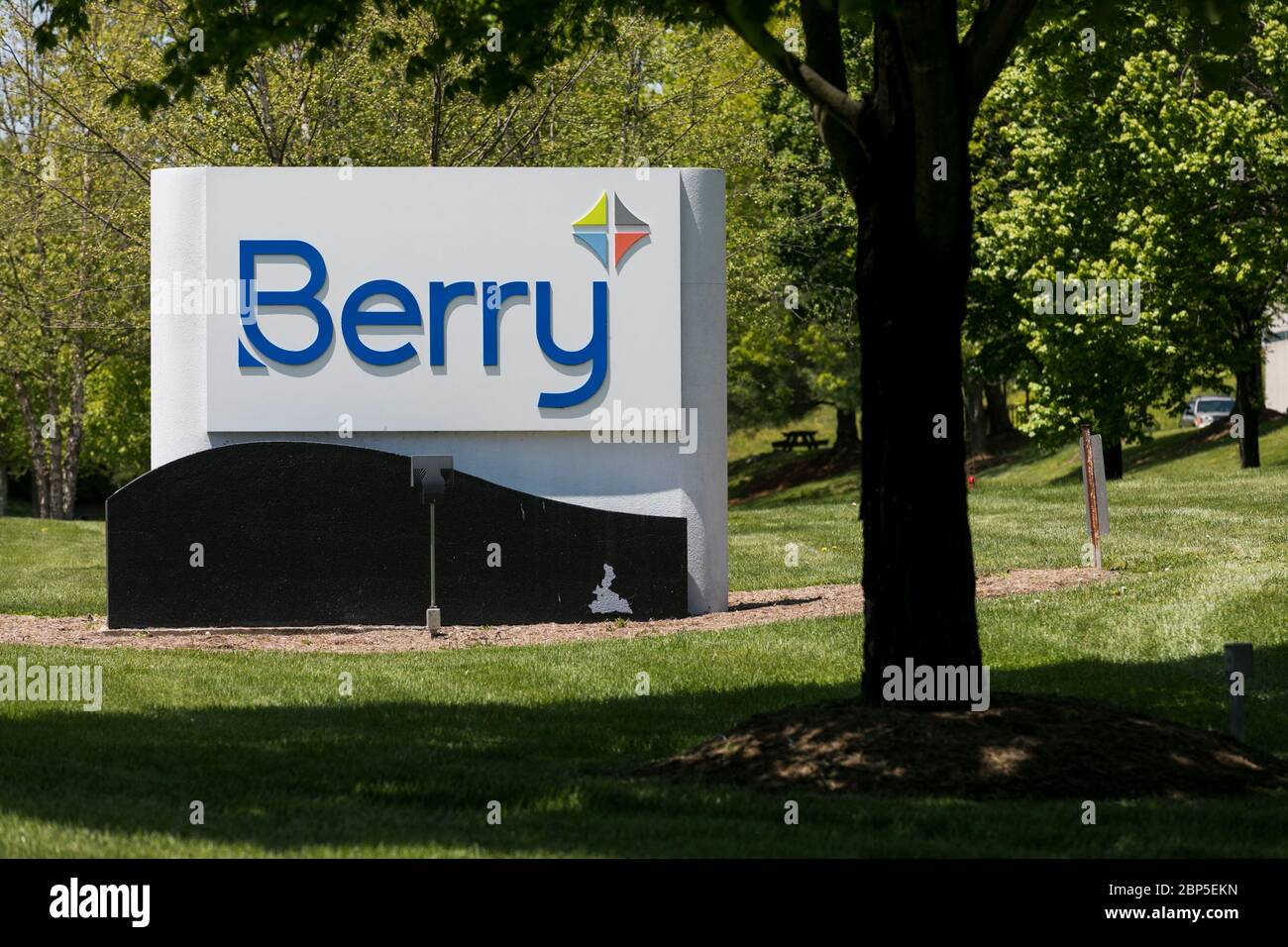 A logo sign outside of a facility occupied by Berry Global in ...