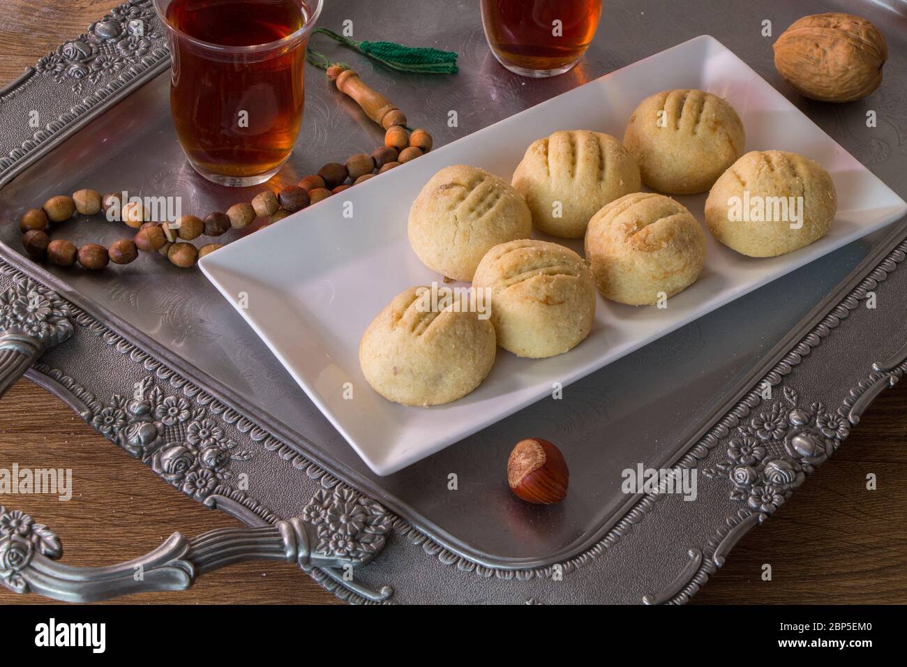 Kahk El Eid - Cookies of Eid El Fitr with red tea for Eid Elfitr ...