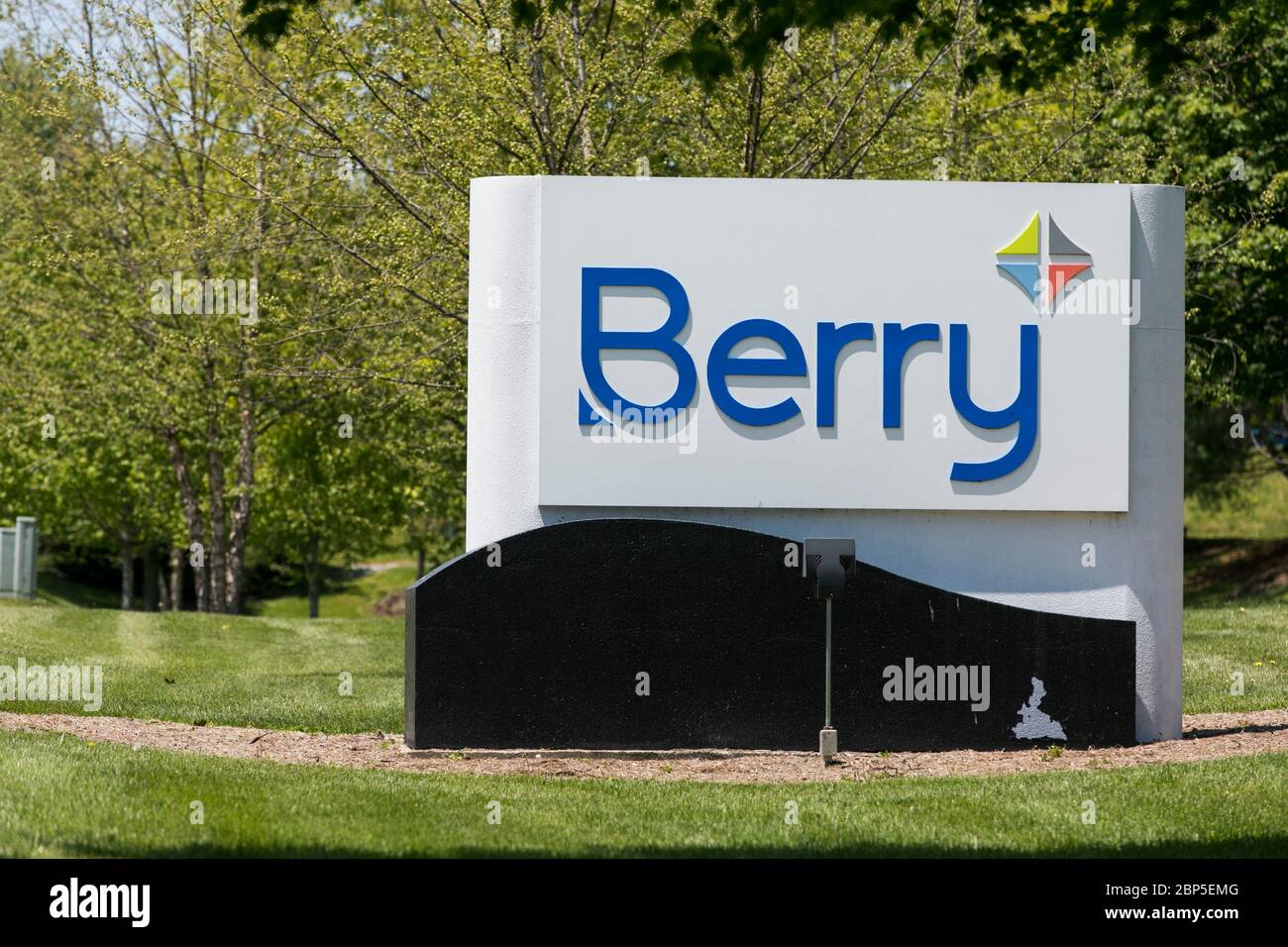 A logo sign outside of a facility occupied by Berry Global in ...