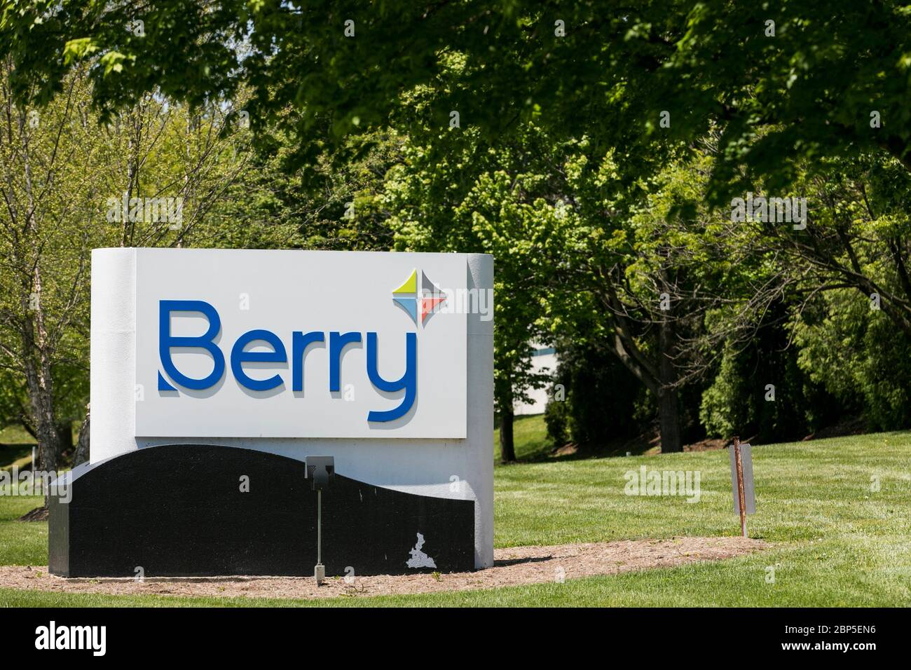 A logo sign outside of a facility occupied by Berry Global in ...