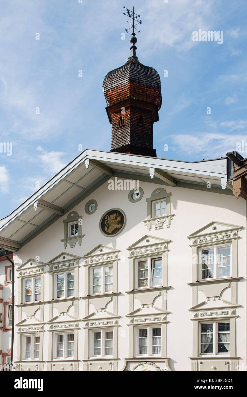 Old City Hall, Marktstrasse, market street, Bad Toelz, Upper Bavaria ...