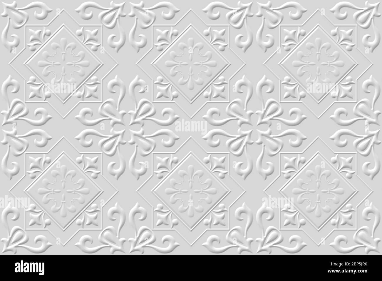 White seamless geometric texture. Origami paper style. 3D rendering ...
