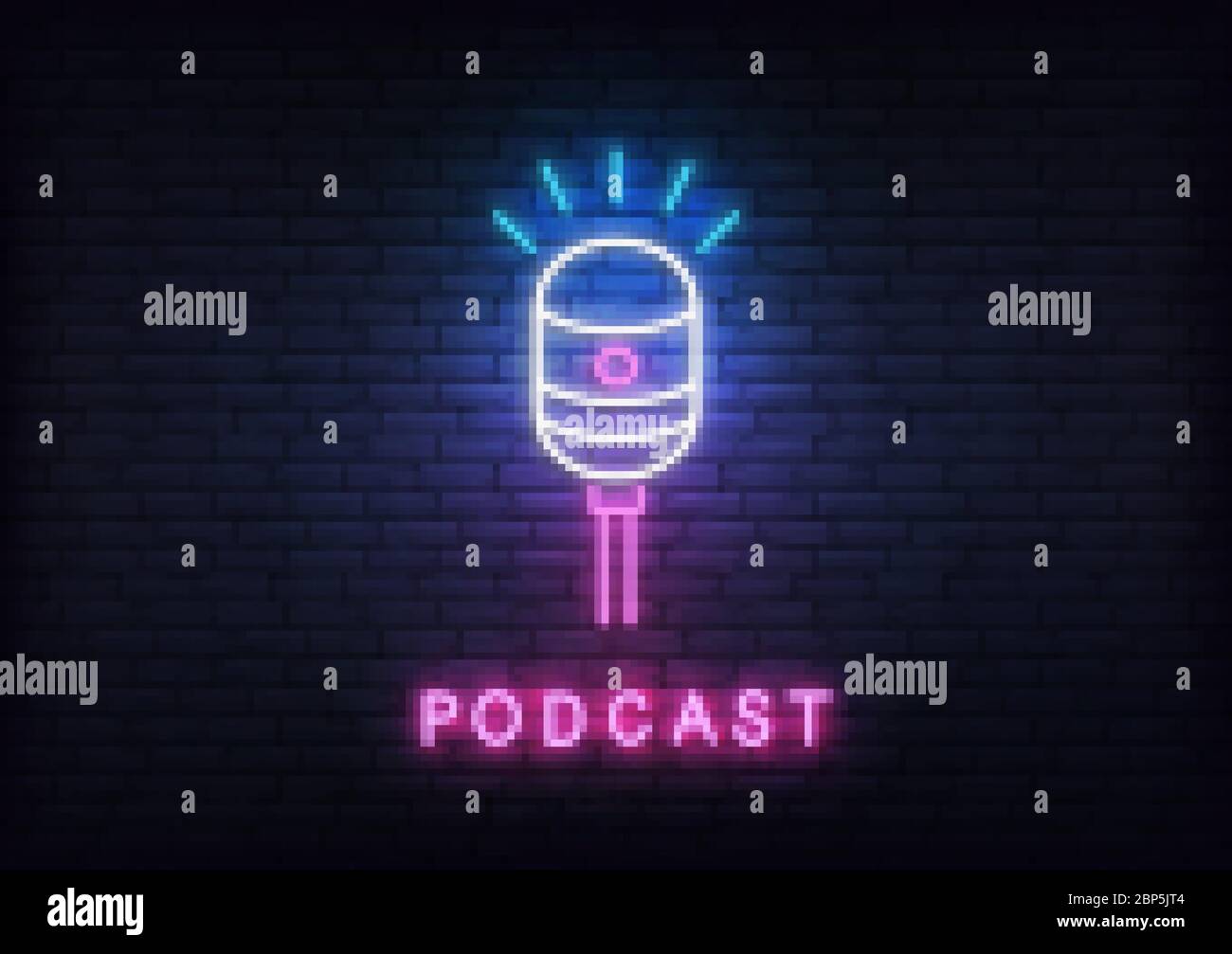 Podcast neon sign glowing Stock Vector Images - Alamy
