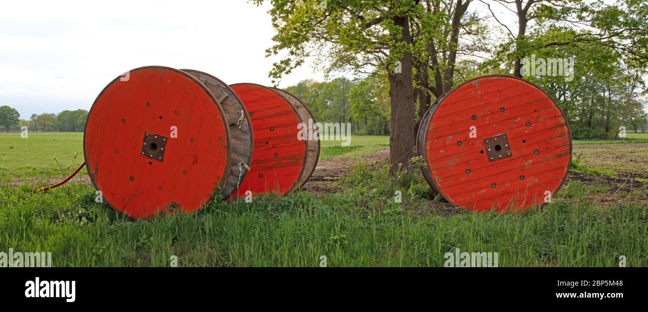 Huge roll of cable for underground cable installation, the Netherlands ...