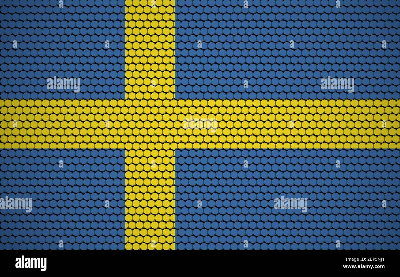 Abstract flag of Sweden made of circles. Swedish flag designed with ...