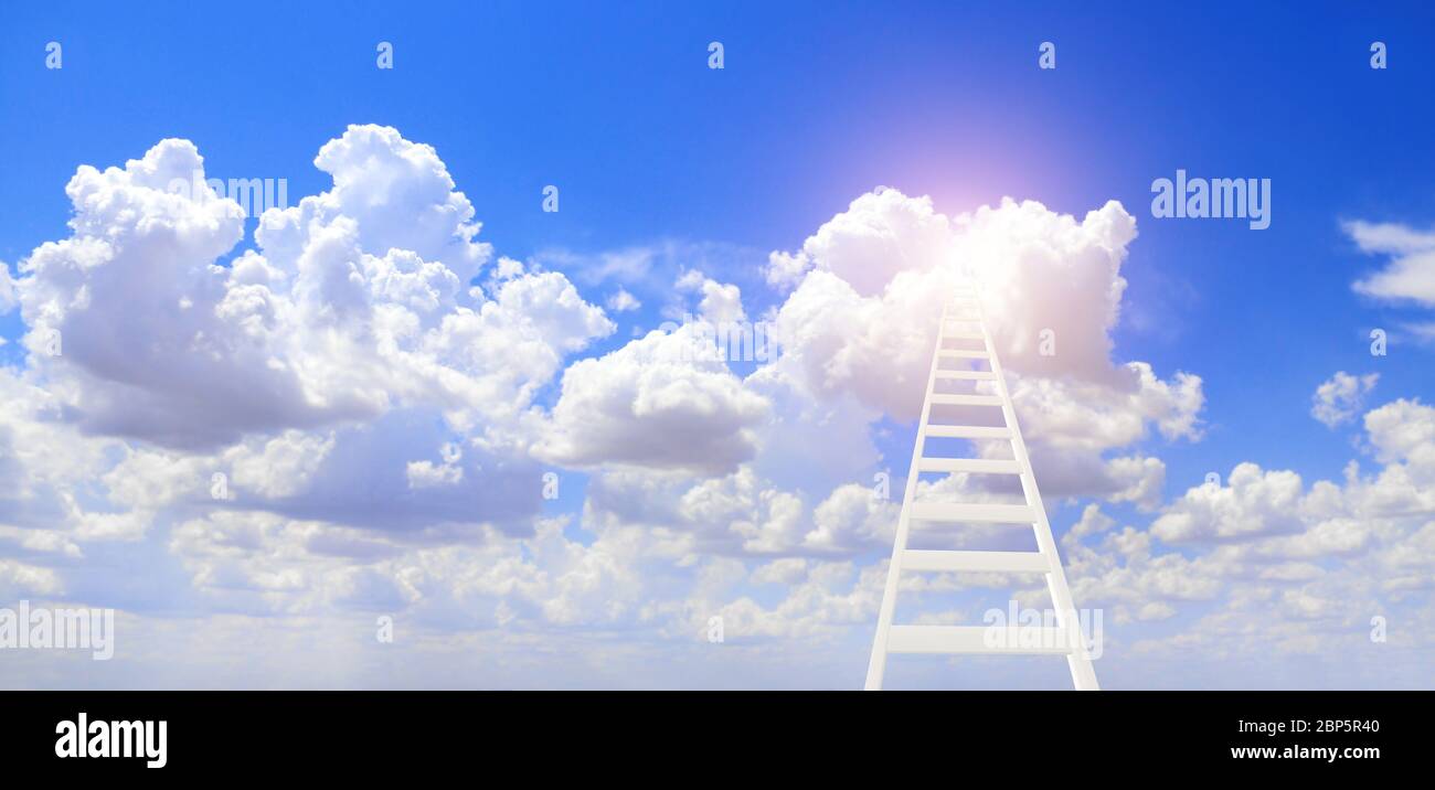 Development attainment motivation concept. Ladder in sky as symbol for ...