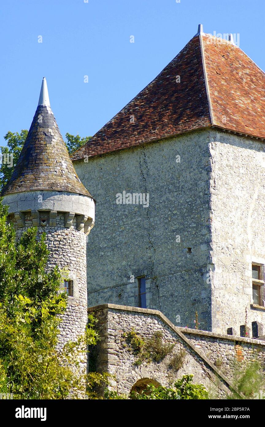 House and tower in a rustic setting in the countryside of the Indre ...