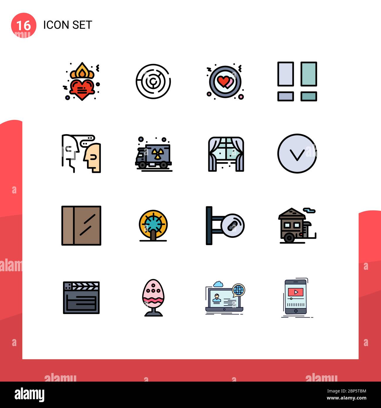 16 Universal Flat Color Filled Line Signs Symbols of communication ...