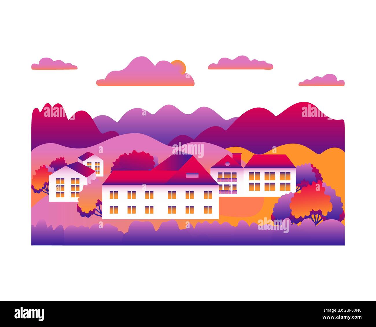 Orange trees on street Stock Vector Images - Alamy