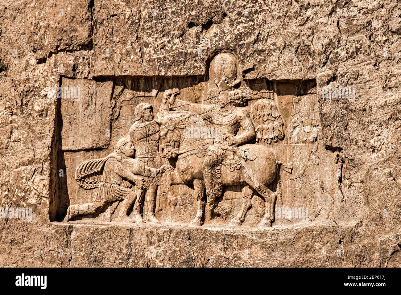 Bas-relief depicting the triumph of Shapur I over the Roman emperors ...