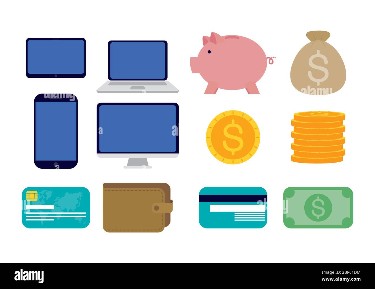 bundle of banking online technology set icons Stock Vector Image & Art ...