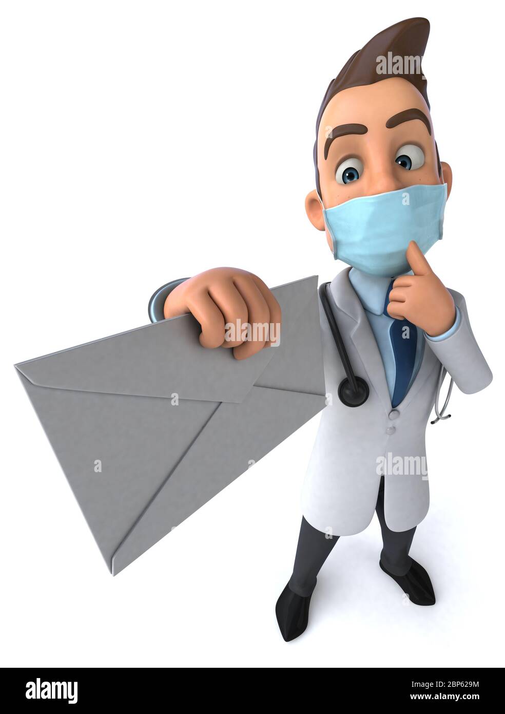 Fun cartoon doctor character with a mask Stock Photo - Alamy