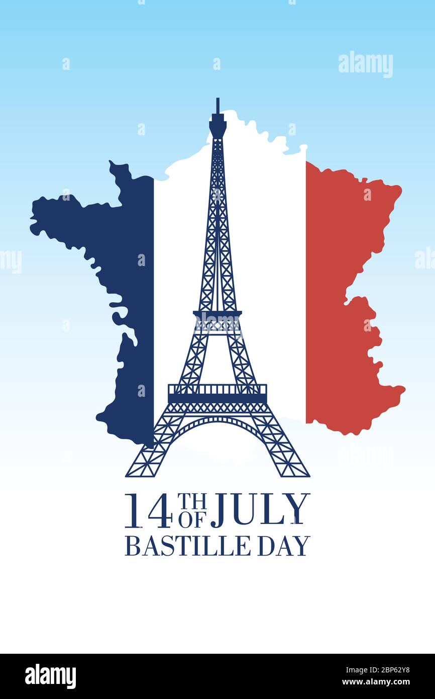 bastille day celebration with tower eiffel and flag Stock Vector Image ...