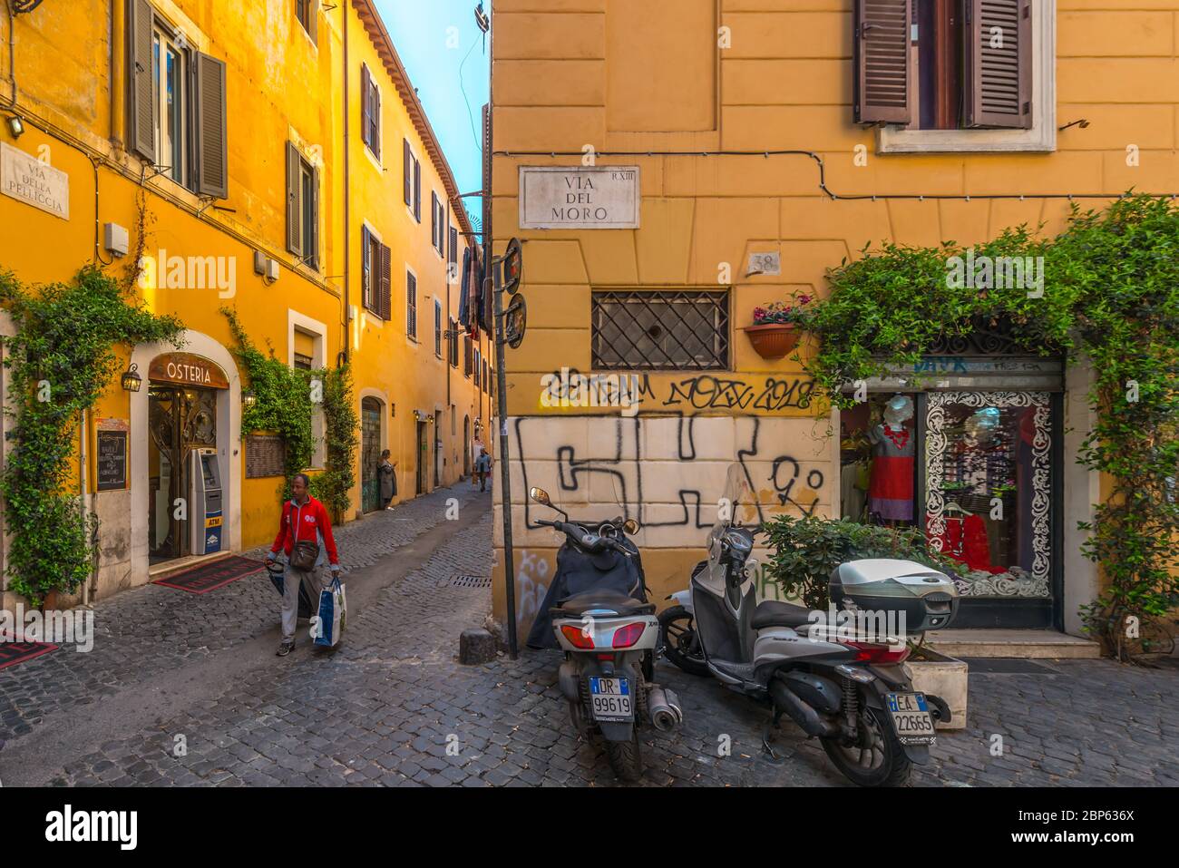 Walking street in Trastevere in Rome, Italy Stock Photo - Alamy