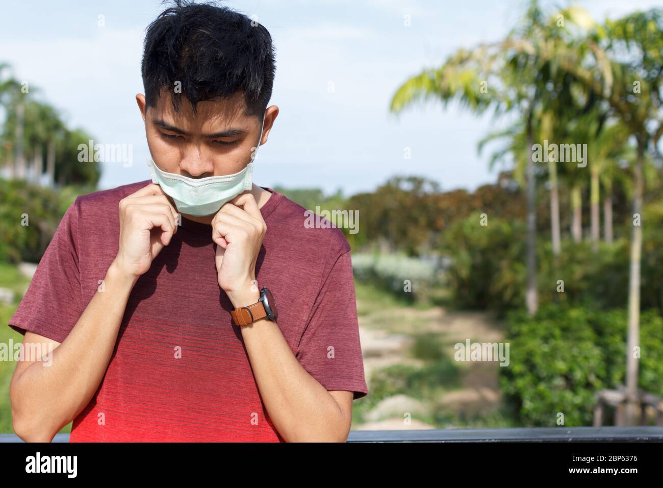 The man wear the face mask wrong. Wearing a face mask won't protect ...