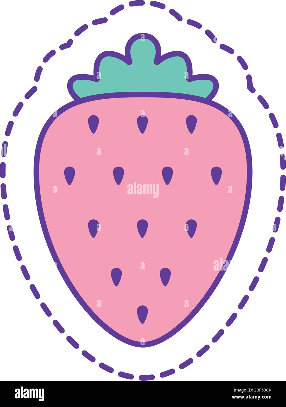 strawberry line and fill style icon design, Cute patch expression ...