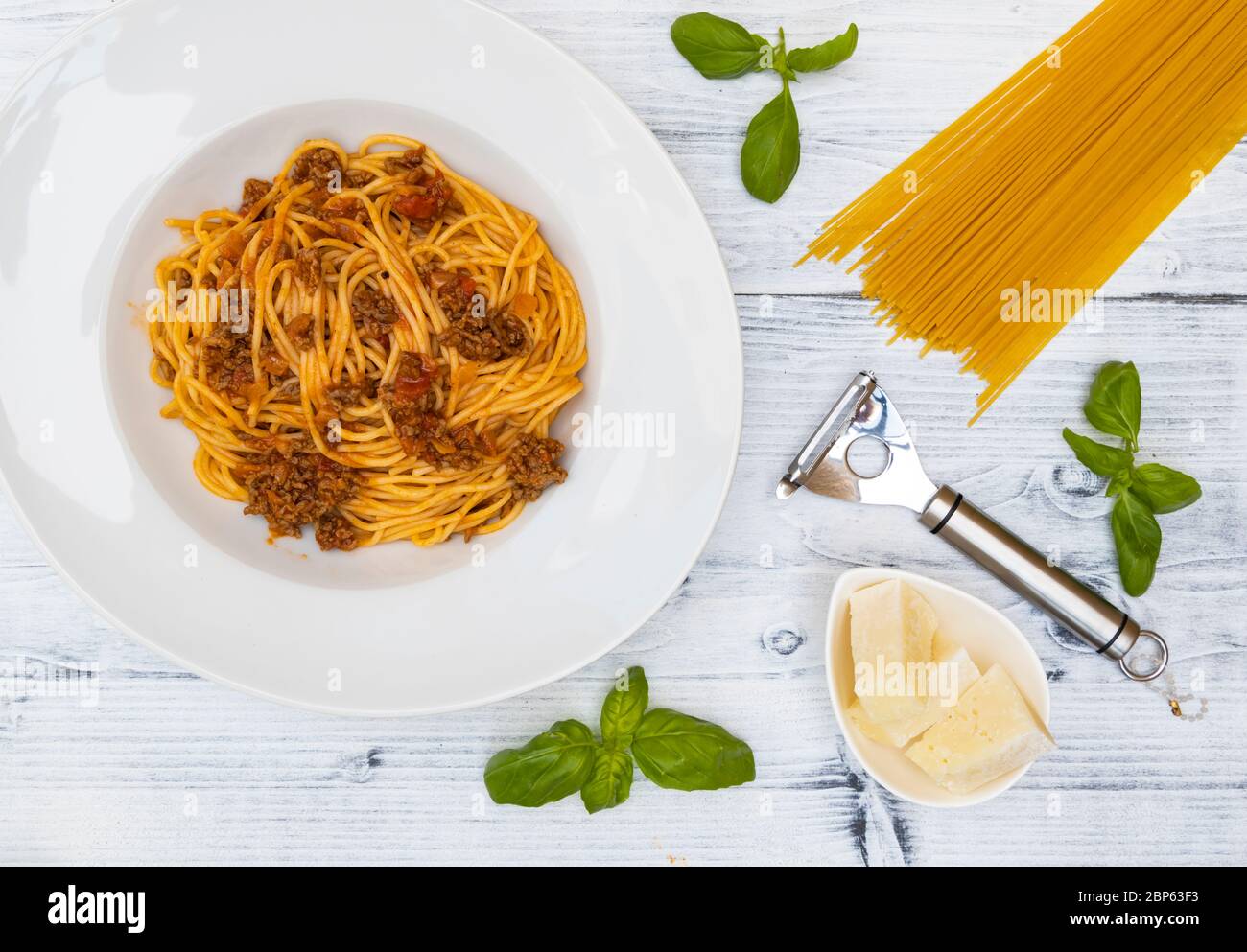 still life with spaghetti bolognese Stock Photo - Alamy