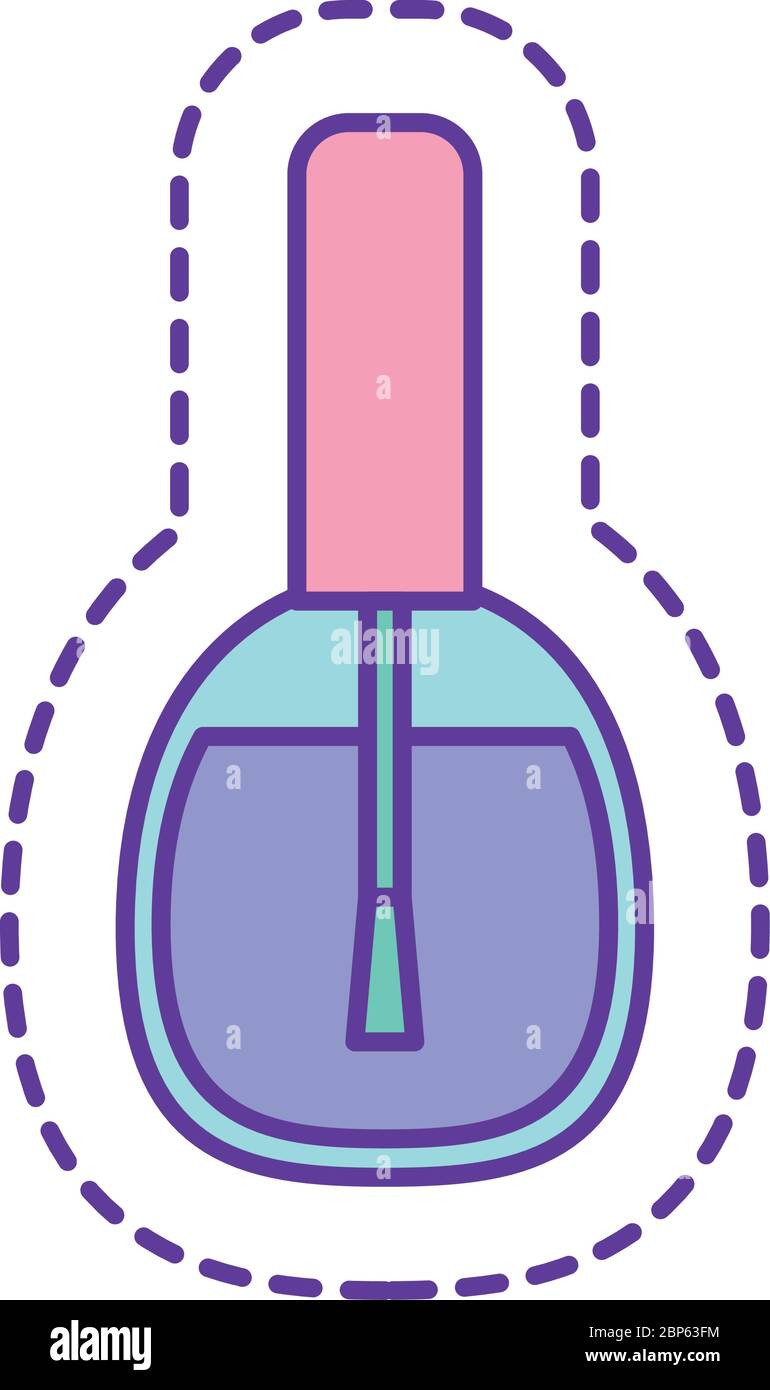 nail polish line and fill style icon design, Cute patch expression ...