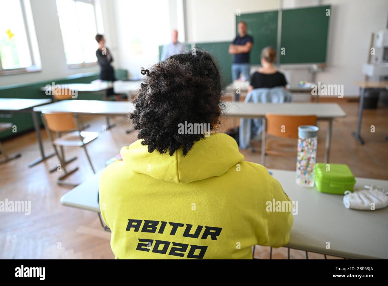 Ravensburg, Germany. 18th May, 2020. A student at the Albert-Einstein ...