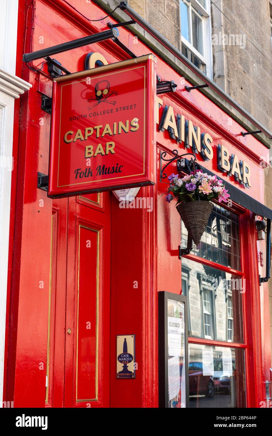 Sign board for the Captains Bar on South College Street in Edinburgh ...