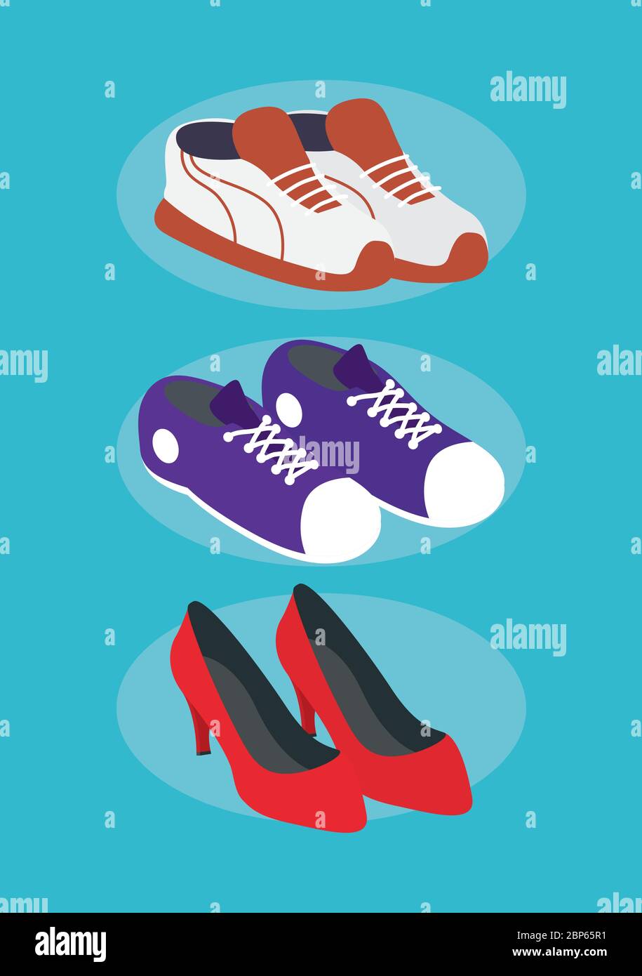 set shoes fashion footwear icons Stock Vector Image & Art - Alamy