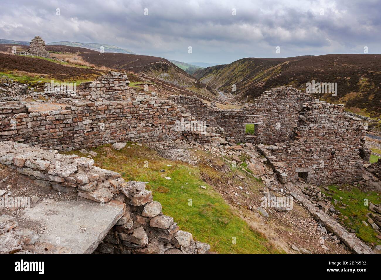 The roofless ruins of Surrender Lead Smelt Mill, Mill Gill, North ...