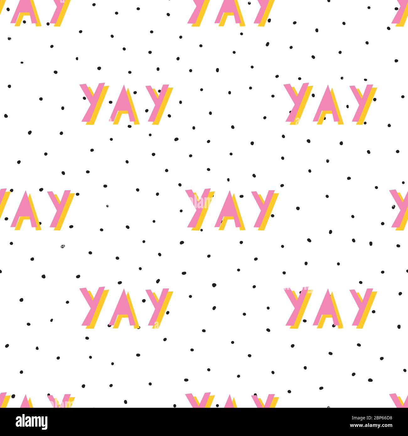 Yay seamless vector pattern. Positive word expression cartoon. Pink and ...