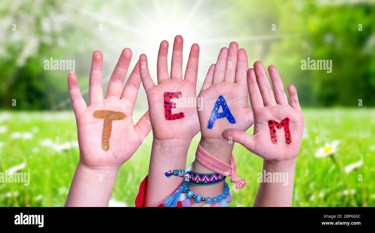 Cooperation children hands hi-res stock photography and images - Alamy
