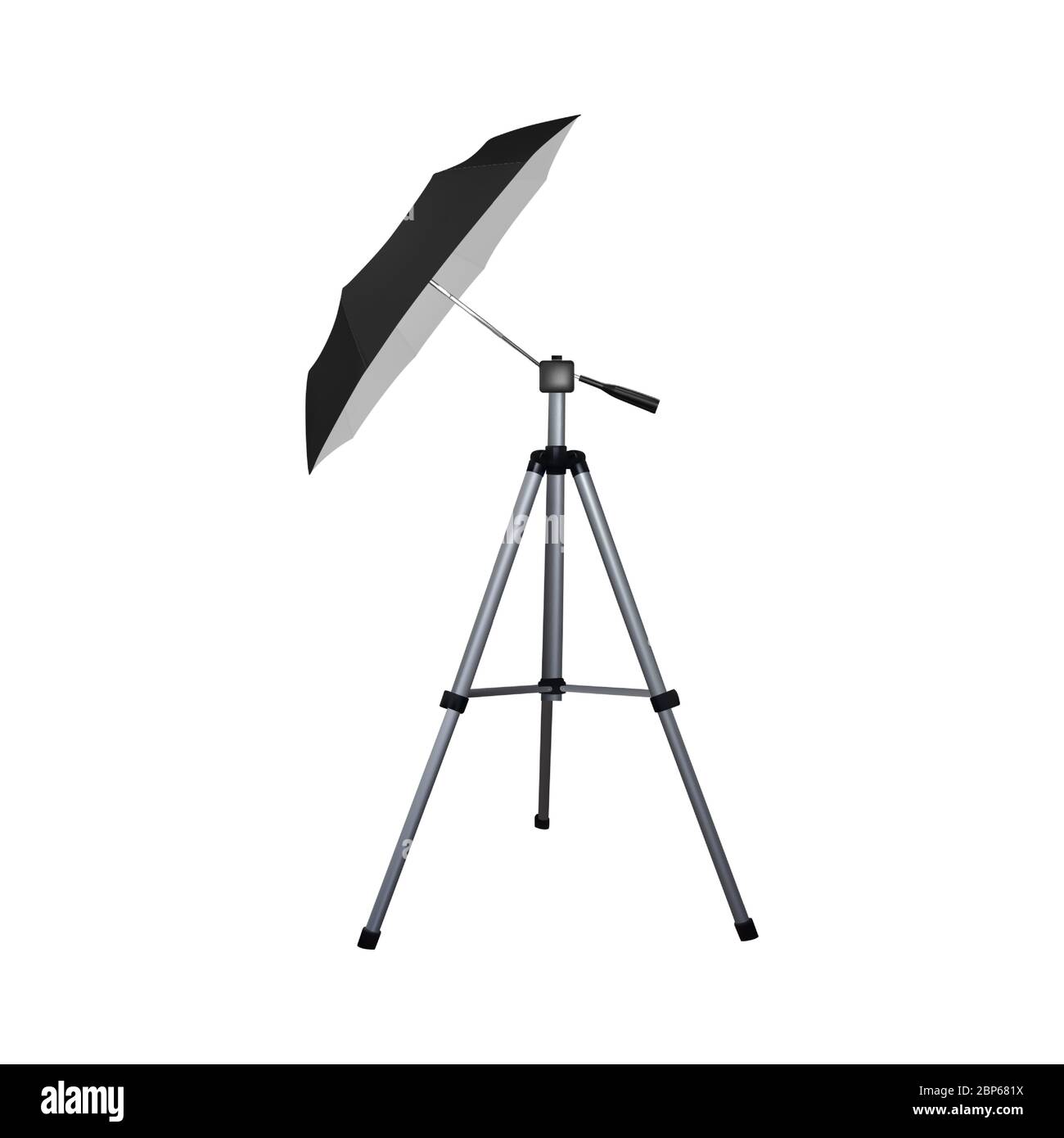 Black umbrella reflector for speed light. Professional camera equipment ...