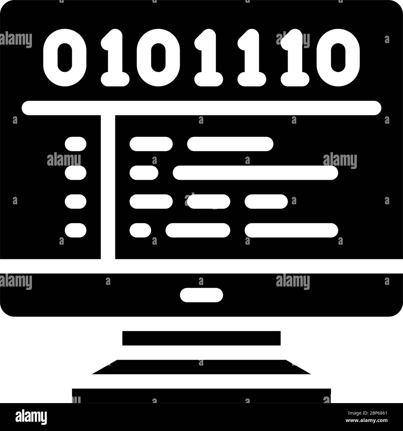 Computer code icons set Black and White Stock Photos & Images - Alamy