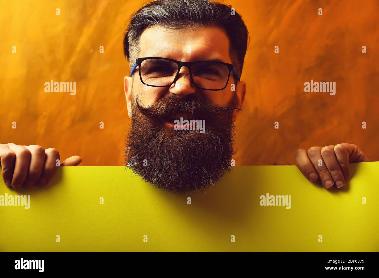 Bearded man, long beard. Brutal caucasian unshaven angry hipster with ...