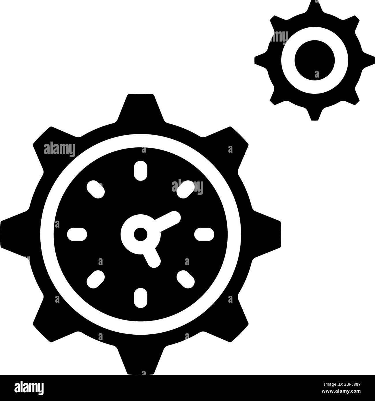 Cog wheels with clock in middle icon Stock Vector Image & Art - Alamy