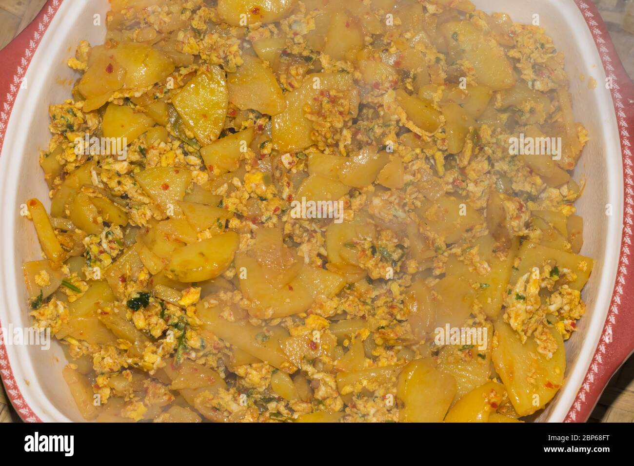 Delicious traditional Pakistani dish egg with vegetables in a bowl,made ...