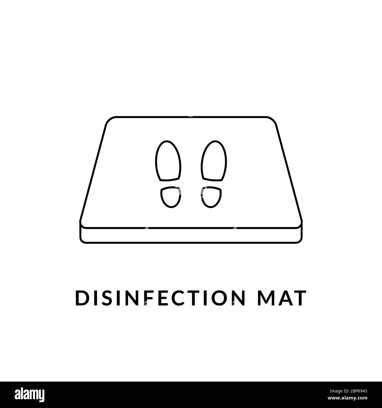 Disinfection mat line icon. Sanitizing doormat. Shoe disinfectant or ...