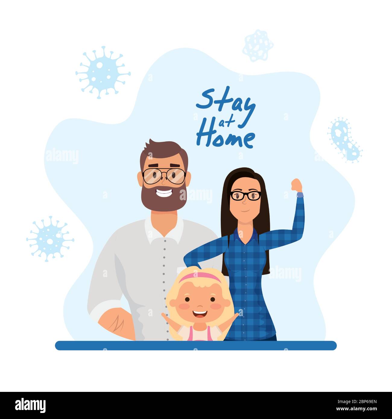 parents couple with daughter stay at home Stock Vector Image & Art - Alamy