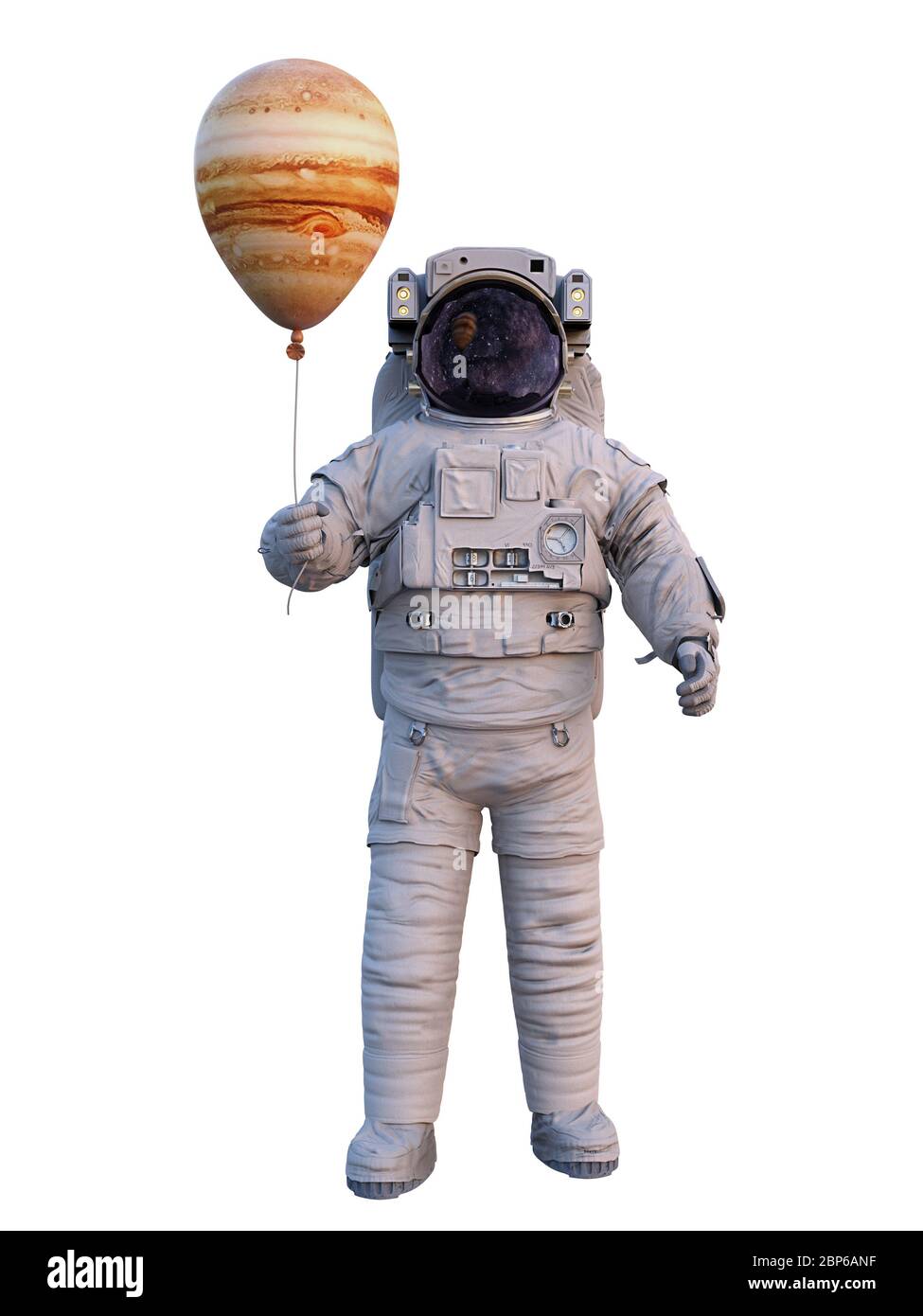 astronaut with planet Jupiter balloon isolated on white background ...