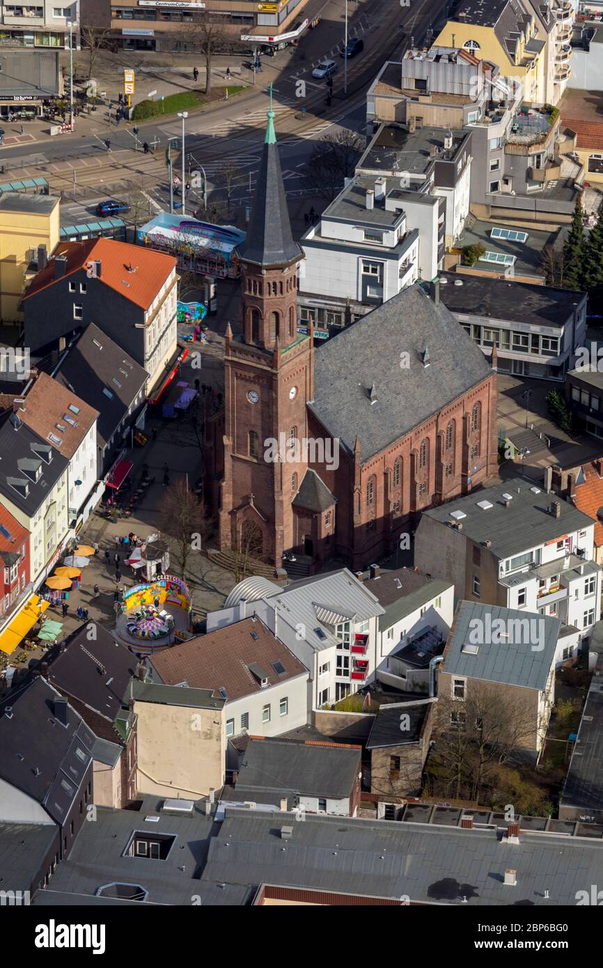 Aerial view, Friedenskirche Hochstrasse, Wattenscheid, Bochum, Ruhr ...