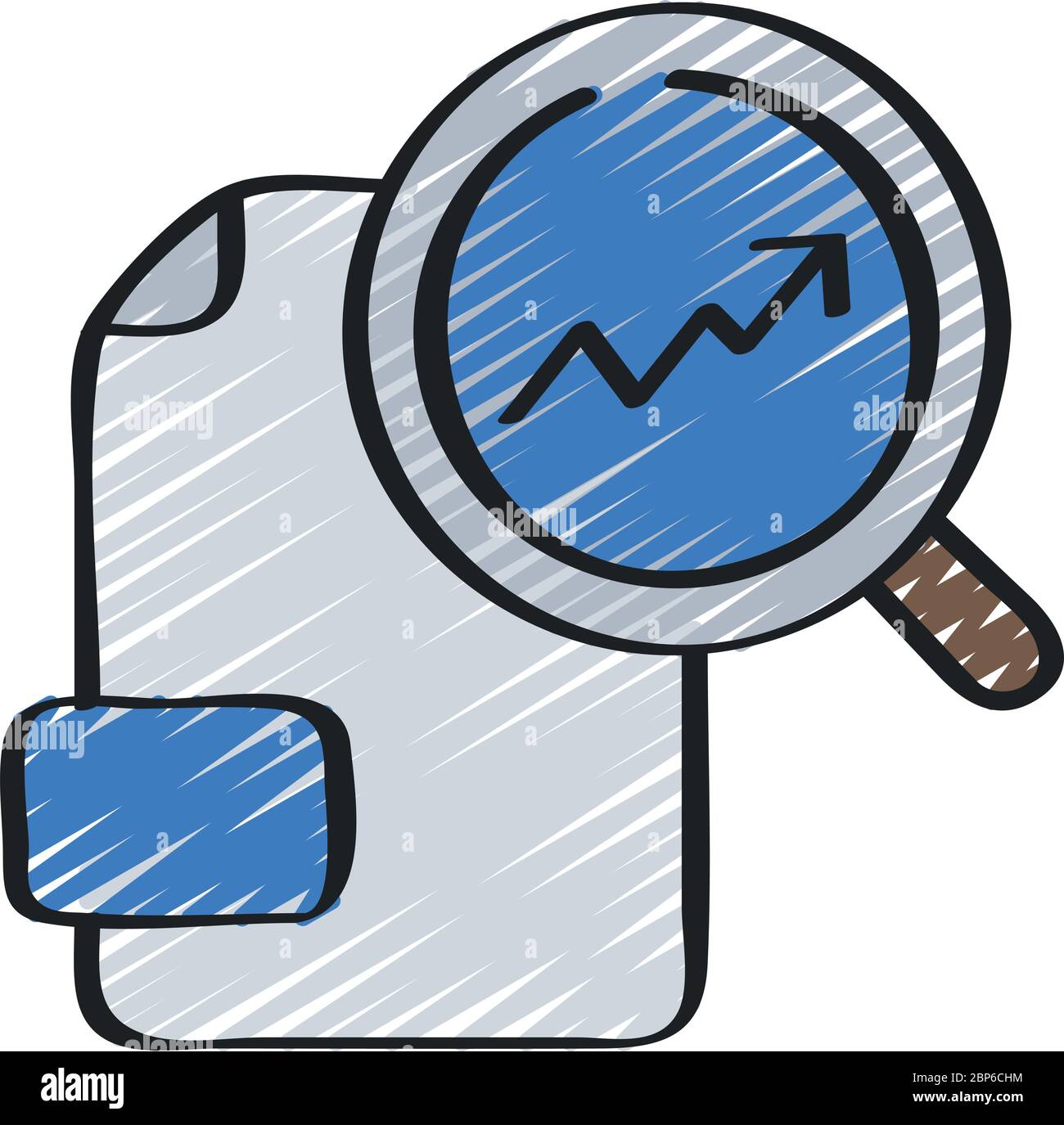 Magnifying glass with analytics over a file icon Stock Vector Image ...