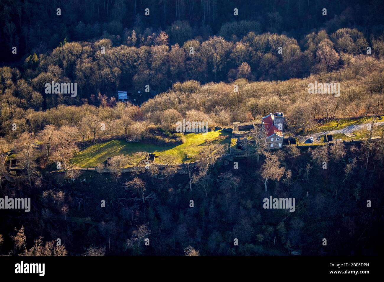 Aerial view, Isenburg, Isenberg Castle, Hattingen, Ennepe-Ruhr-Kreis ...