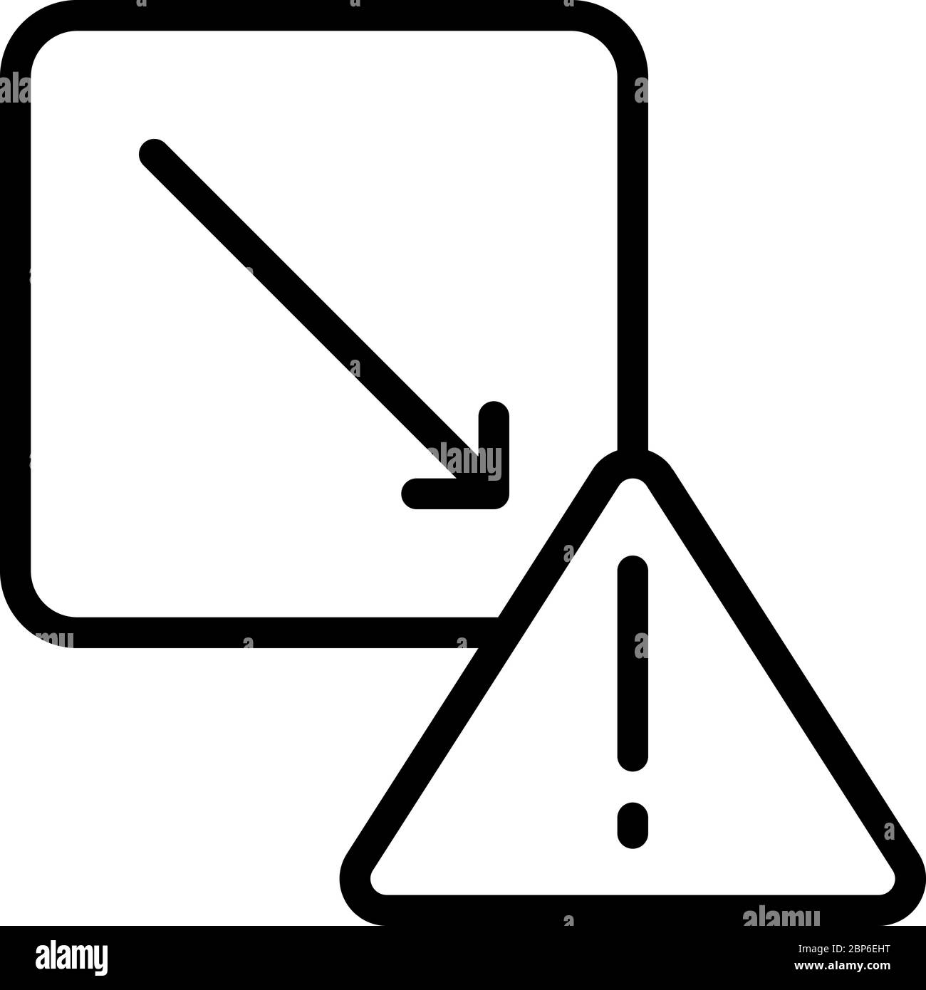 Decrease arrow behind risk warning sign icon Stock Vector Image & Art ...