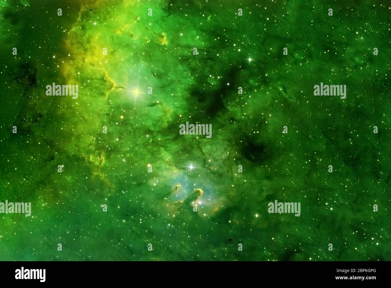 Beautiful space nebula of green color. Elements of this image were ...