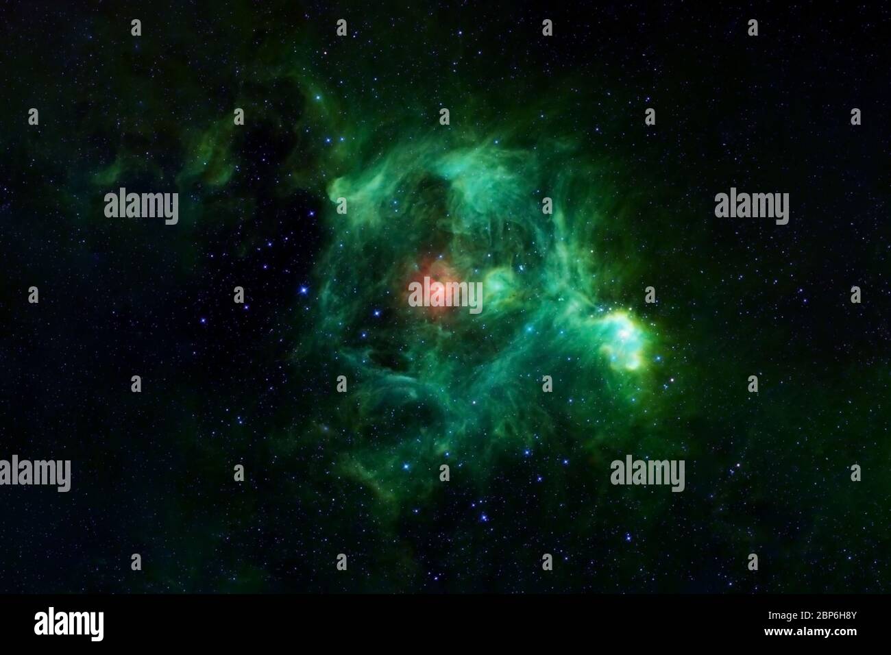 Beautiful space nebula of green color. Elements of this image were ...